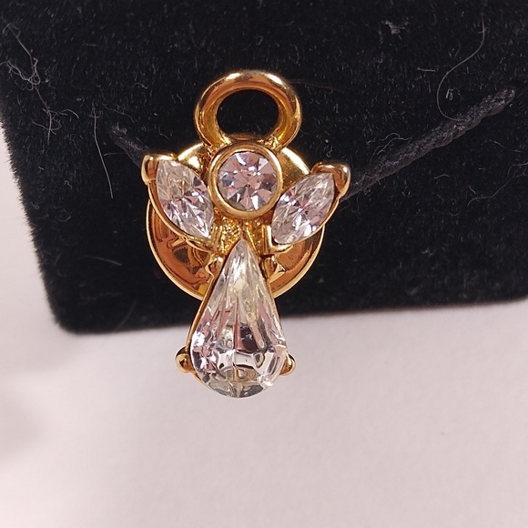 Jewelry | Brooch Guardian Angel Gold Rhinestone Pin Vintage | Poshmark